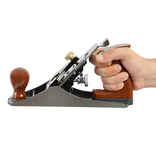 GreatNeck C4 Bench Jack Plane (9 Inch), 2 Inch Cutter, Adjustable to Control the Blade, Cast Iron Body, Quality Plastic Ergonomic Handles