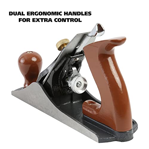 GreatNeck C4 Bench Jack Plane (9 Inch), 2 Inch Cutter, Adjustable to Control the Blade, Cast Iron Body, Quality Plastic Ergonomic Handles