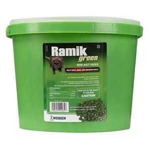 neogen rodenticide 45-pack ramik rat and mouse bait pail, green, 4.2 lb, (04285)