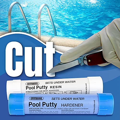 Epoxybond Pool Putty 2-Part Set | Swimming Pool & Spa Repair | Easy DIY | Fix Cracks Leaks Underwater or Above | Concrete, Fiberglass & Variety of Other Surfaces | by Atlas Minerals