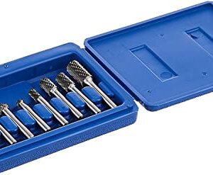 Astro Pneumatic Tool 2181 8-Piece Double Cut Carbide Rotary Burr Set 1/4" Shank in Blow Molded Case