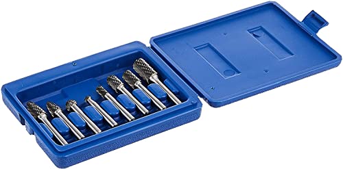 Astro Pneumatic Tool 2181 8-Piece Double Cut Carbide Rotary Burr Set 1/4" Shank in Blow Molded Case