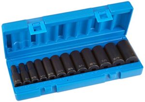 grey pneumatic (1202d) 3/8" drive 12-piece 12-point deep socket set