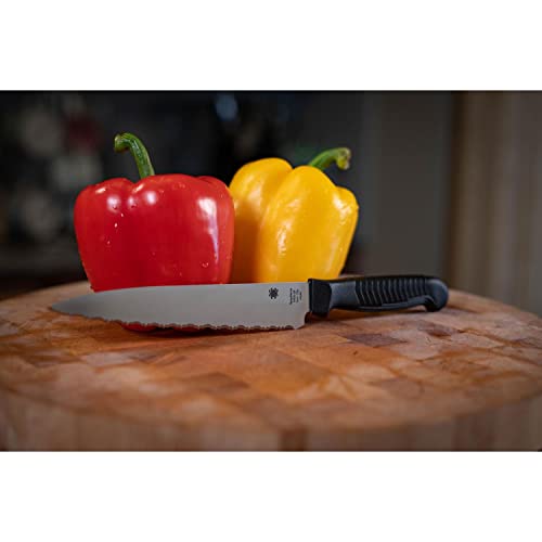 Spyderco Lightweight Kitchen Utility Knife with 6.5" MBS-26 Stainless Steel Blade and Black Polypropylene Plastic Handle - SpyderEdge - K04SBK