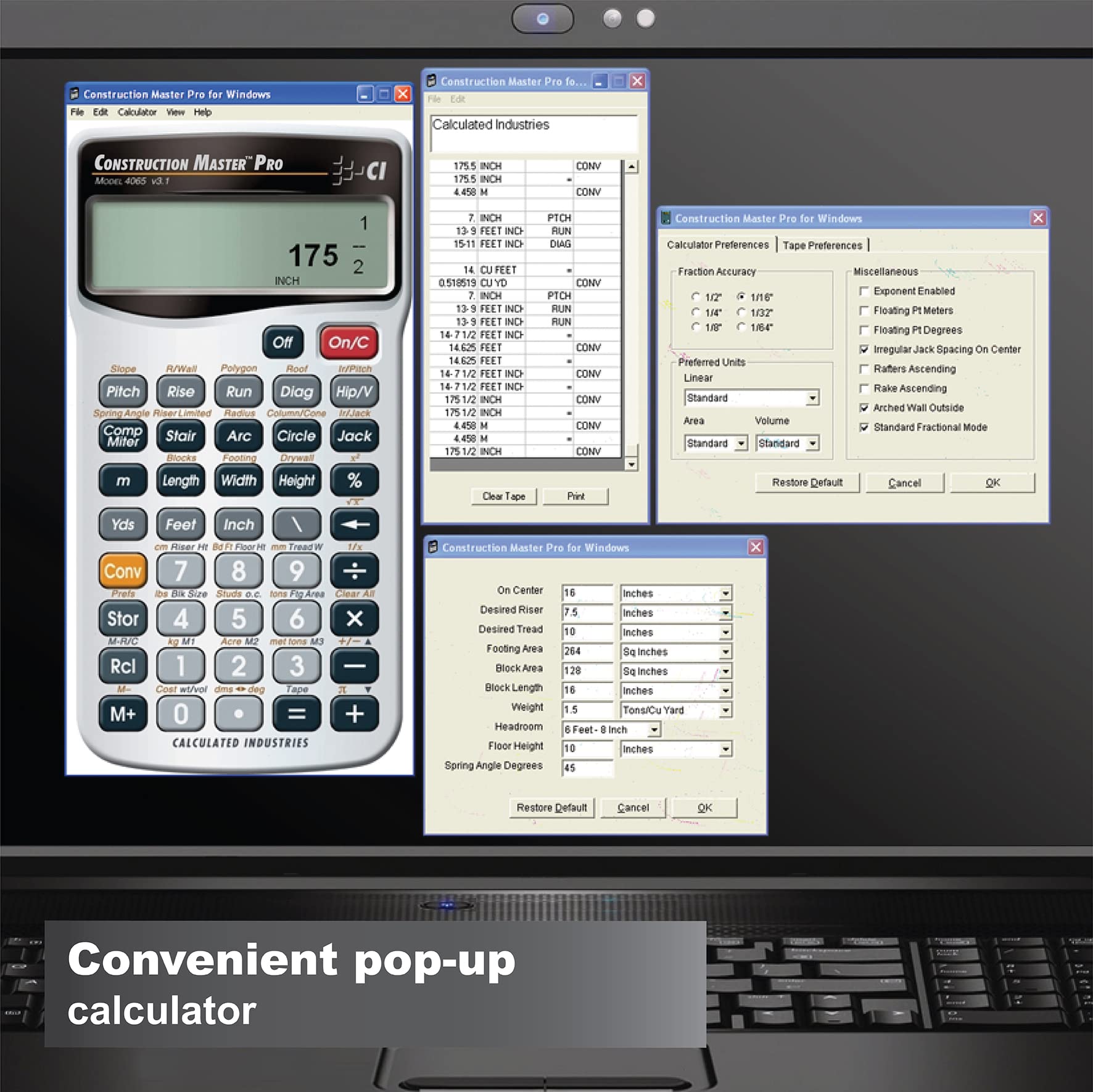 Calculated Industries 4111 Construction Master Pro Software (CD) for Windows | Calculates Construction Math on Your PC | Estimates and Layouts as Handy Pop-up Program