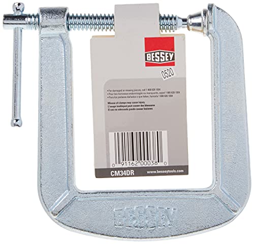 BESSEY CM34DR Drop Forged, C-Clamp, 3-Inch x 4-1/2-Inch, Deep Reach C Clamp