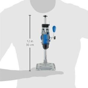 Dremel Drill Press Rotary Tool Workstation Stand with Wrench- 220-01- Mini Portable Press- Holder- 2 Inch Depth- Ideal for Drilling Perpendicular and Angled Holes- Table Top , Silver