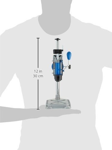 Dremel Drill Press Rotary Tool Workstation Stand with Wrench- 220-01- Mini Portable Press- Holder- 2 Inch Depth- Ideal for Drilling Perpendicular and Angled Holes- Table Top , Silver