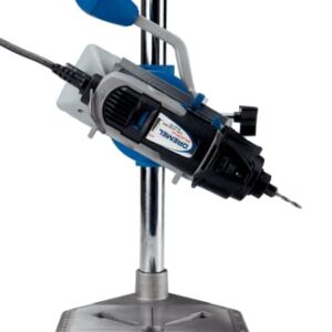 Dremel Drill Press Rotary Tool Workstation Stand with Wrench- 220-01- Mini Portable Press- Holder- 2 Inch Depth- Ideal for Drilling Perpendicular and Angled Holes- Table Top , Silver