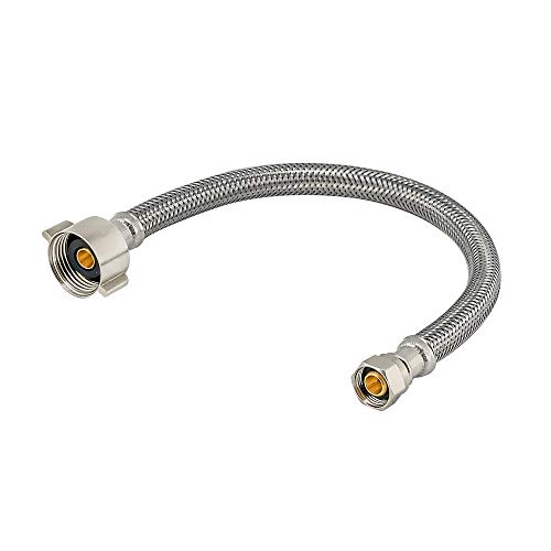 Eastman 12 Inch Flexible Toilet Connector, Stainless Steel Braided Hose with 7/8 Inch Ballcock Nuts, 3/8 Inch Compression, 48088