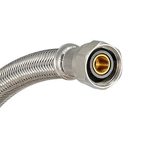 Eastman 12 Inch Flexible Toilet Connector, Stainless Steel Braided Hose with 7/8 Inch Ballcock Nuts, 3/8 Inch Compression, 48088