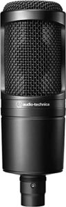 audio-technica at2020 cardioid condenser studio xlr microphone, ideal for project/home studio applications,black