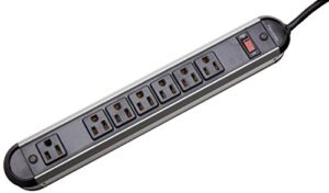 fellowes 7-outlet heavy duty metal power strip, 12 foot cord (99089) silver/black