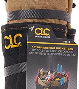 CLC Custom LeatherCraft 1148 Drawstring Bucket Bag, 18 Pocket , Black