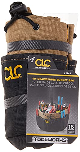 CLC Custom LeatherCraft 1148 Drawstring Bucket Bag, 18 Pocket , Black