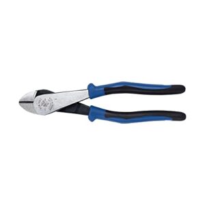 klein tools j2000-48 pliers, diagonal cutting pliers with angled head, heavy-duty to cut acsr, screws, nails, and most hardened wire, 8-inch