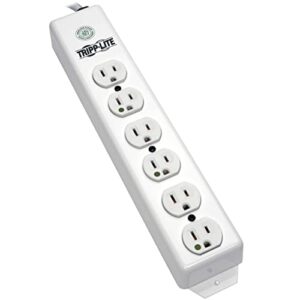 Tripp Lite 6 Outlet Medical-Grade Power Strip, UL1363 NOT for Patient-Care Vicinity, 6ft Cord w/ 5-15P-HG Plug (PS-606-HG) White