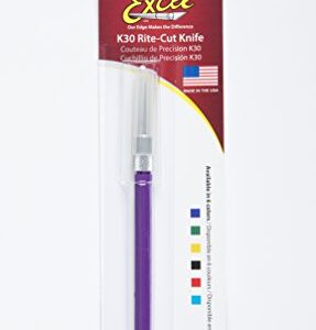 Excel Blades K30 Hobby Knife with Hexagonal Anti Roll Design, American Made Light Weight Craft Knife (Purple)