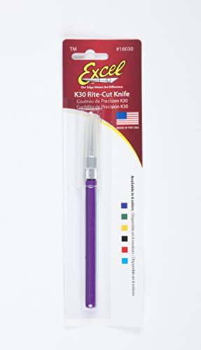 Excel Blades K30 Hobby Knife with Hexagonal Anti Roll Design, American Made Light Weight Craft Knife (Purple)