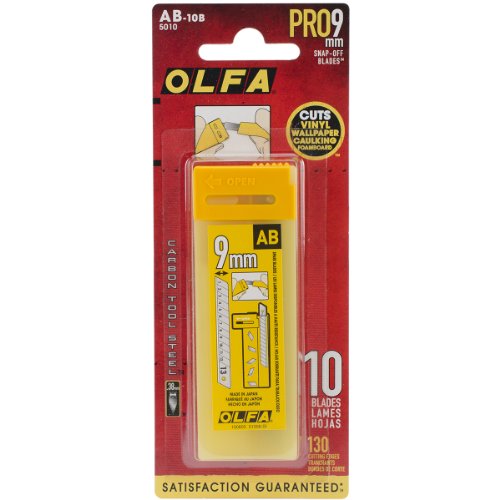 OLFA 9mm Snap Off Replacement Blades, 10 Blades (130 Segments) AB-10B - Snap-Off Utility Knife Replacement Blades, Fits most 9mm Utility Knives