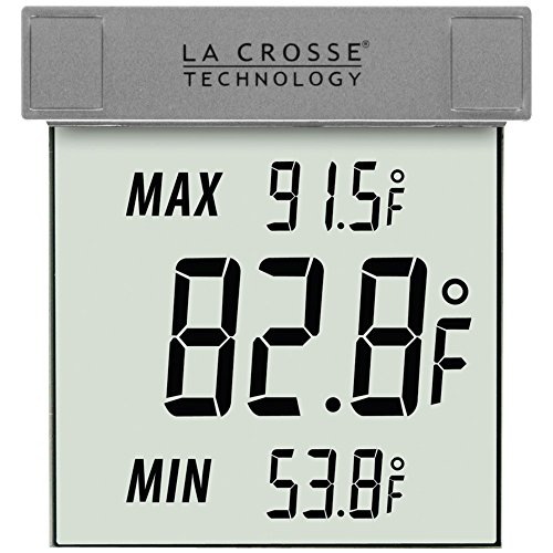 La Crosse Technology WS-1025 Detachable Bracket & Records MIN/MAX Temp & Auto Reset Digital Window Thermometer