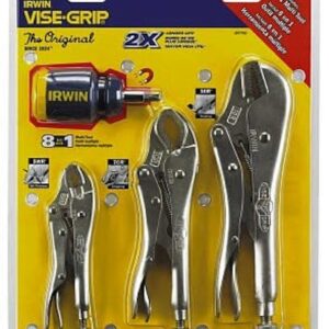 IRWIN 2077703 Vise-Grip Fast Release Locking Pliers Set with Free 8-in-1 Multi-Tool, 3-Piece