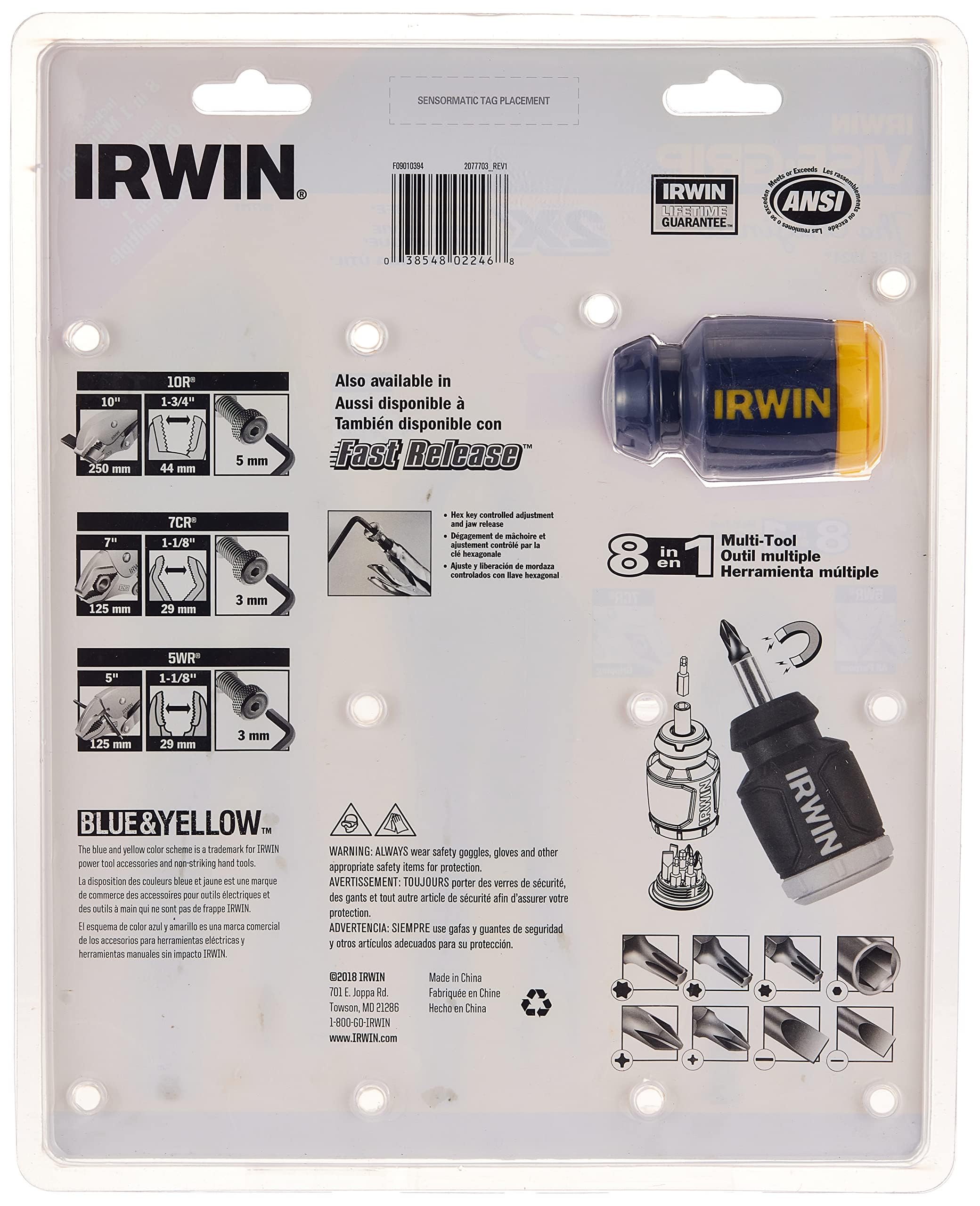 IRWIN 2077703 Vise-Grip Fast Release Locking Pliers Set with Free 8-in-1 Multi-Tool, 3-Piece