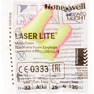 Howard Leight by Honeywell Laser Lite High Visibility Disposable Foam Earplugs, Pink/Yellow , 200-Pairs (LL-1) - 3301105