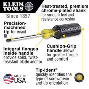 Klein Tools 85076 Screwdriver Set, Slotted and Phillips Screwdrivers with Non-Slip Cushion-Grip Handles and Tip-Ident, 7-Piece