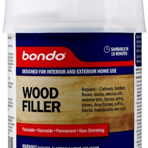 Bondo Home Solutions Wood Filler, Sandable in 15 min, 1.9 lbs with 1 oz Hardener