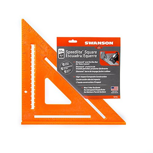 Swanson Tool Co., Inc Swanson Tool Co T0701 12 inch Orange Composite Speedlite Speed Square Layout Tool, made of High Impact Polystyrene