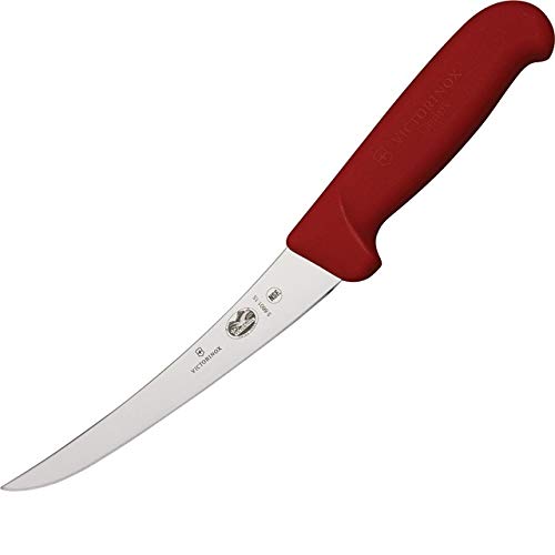 Victorinox Boning Curved Semi-Stiff Blade Fibrox Pro Handle, Red, 6" (VIC-40420)