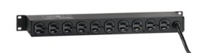 leviton 5500-190 horizontal rack mount surge protective power distribution unit 15a on/off switch nema 5-15p straight blade plug 12 outlets, black