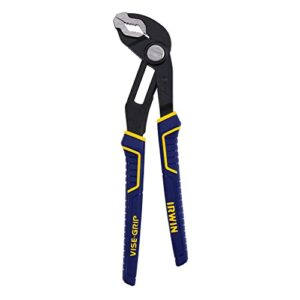 irwin vise-grip pliers, v-jaw, 10-inch, press & slide button, anti-pinch, anti-slip (2078110)