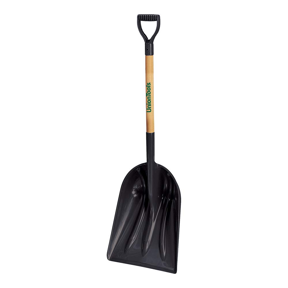 Union Tools 1681500 Poly Snow Scoop with Hardwood Handle and D-Grip, 49-Inch, Black