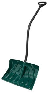 suncast sc3250 18-inch snow shovel/pusher combo with ergonomic shaped handle and wear strip, green