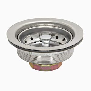 EZ-FLO Kitchen Sink Strainer with Flange and Die-Cast Slip-Joint Nut, Stainless Steel Fixed-Post Basket with 3-1/2 Inch to 4 Inch Opening, 30001