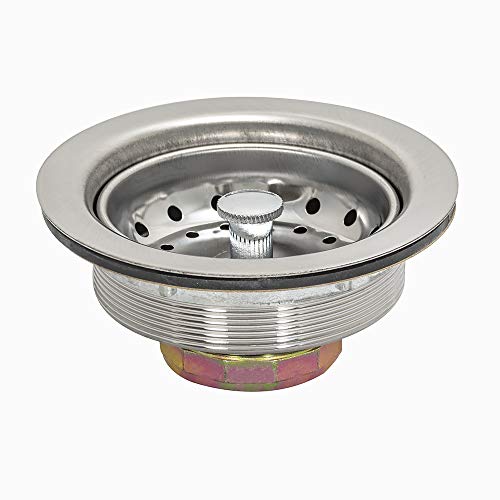 EZ-FLO Kitchen Sink Strainer with Flange and Die-Cast Slip-Joint Nut, Stainless Steel Fixed-Post Basket with 3-1/2 Inch to 4 Inch Opening, 30001