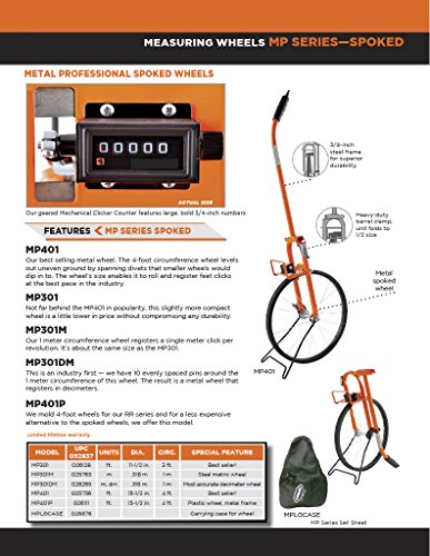 Keson MP401 Metal Frame Measuring Wheel with Spoked Wheel (Graduations: ft.), 15-1/2-Inch Diameter