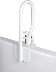 carex white bathtub rail - grab bars for bathroom, bathtubs & showers - side hand grip railing & support - shower handle & bath tub bar clamps for seniors & elderly