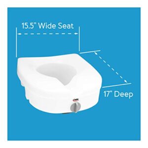 Carex E-Z Lock Raised Toilet Seat, 5 Inch Height, Toilet Seat Riser For Elderly and Handicap, Round Or Elongated Toilets, Elevated Toilet Seat and Toilet Riser For Seniors, Handicapped