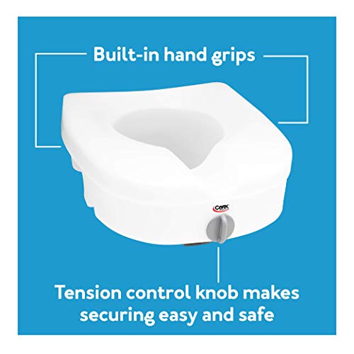 Carex E-Z Lock Raised Toilet Seat, 5 Inch Height, Toilet Seat Riser For Elderly and Handicap, Round Or Elongated Toilets, Elevated Toilet Seat and Toilet Riser For Seniors, Handicapped