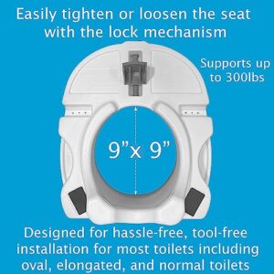 Carex E-Z Lock Raised Toilet Seat, 5 Inch Height, Toilet Seat Riser For Elderly and Handicap, Round Or Elongated Toilets, Elevated Toilet Seat and Toilet Riser For Seniors, Handicapped