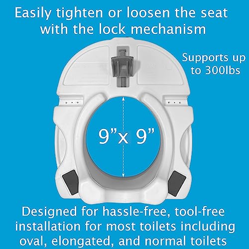 Carex E-Z Lock Raised Toilet Seat, 5 Inch Height, Toilet Seat Riser For Elderly and Handicap, Round Or Elongated Toilets, Elevated Toilet Seat and Toilet Riser For Seniors, Handicapped