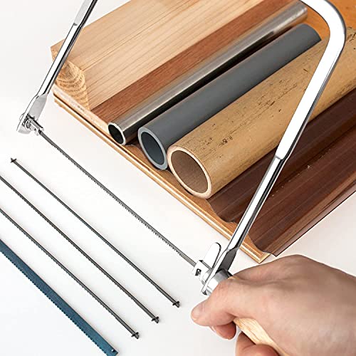 KAKURI Coping Saw Coping Frame and 5 Replacement Blades Set (Woodworking, Wood Board, Plastic, and Metal Cutting Blade)