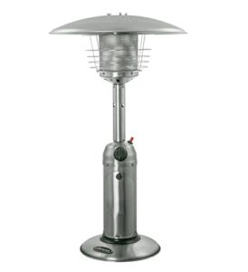 hiland hlds032-b portable table top patio heater, 11,000 btu, use 1lb or 20lb propane tank, stainless finish