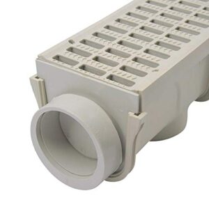 NDS 5 in. Pro Series Drain Kit, 5-1/2 in. X 39-3/8 in. Deep Profile Channel, End Caps/Outlet, Gray Plastic Grates