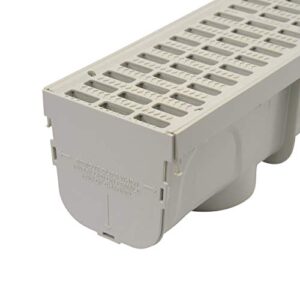 NDS 5 in. Pro Series Drain Kit, 5-1/2 in. X 39-3/8 in. Deep Profile Channel, End Caps/Outlet, Gray Plastic Grates