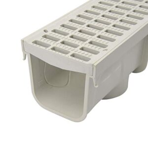 NDS 5 in. Pro Series Drain Kit, 5-1/2 in. X 39-3/8 in. Deep Profile Channel, End Caps/Outlet, Gray Plastic Grates