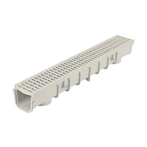 NDS 5 in. Pro Series Drain Kit, 5-1/2 in. X 39-3/8 in. Deep Profile Channel, End Caps/Outlet, Gray Plastic Grates